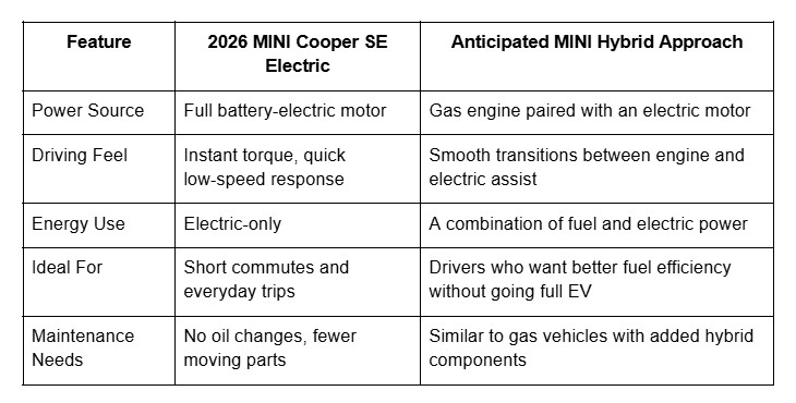What’s New in the 2026 MINI Cooper SE Electric and Hybrid Models?